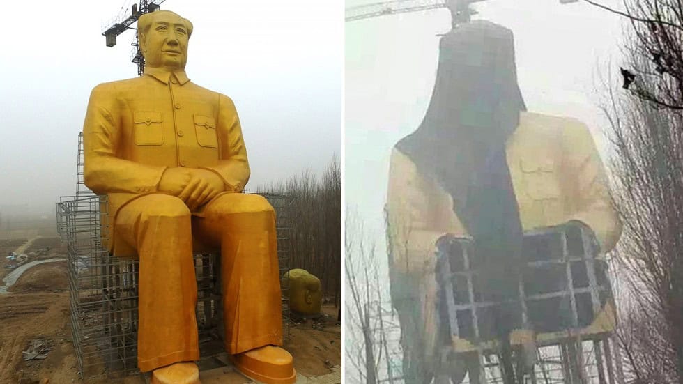 Giant golden statue of Mao Zedong demolished