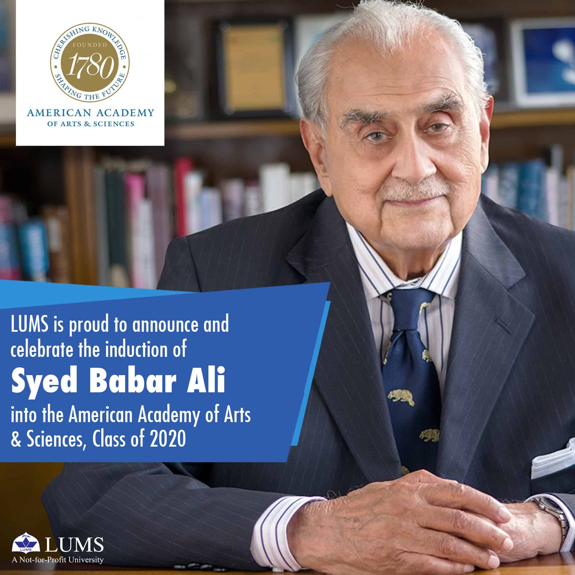 LUMS’ Syed Babar Ali recognised on global stage