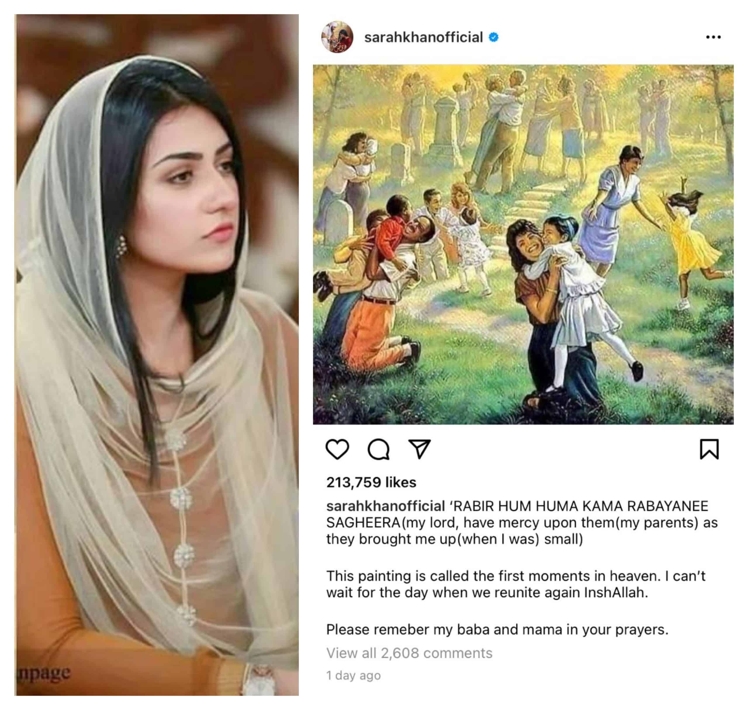 Please remember my baba and mama in your prayers,’ requests Sarah Khan