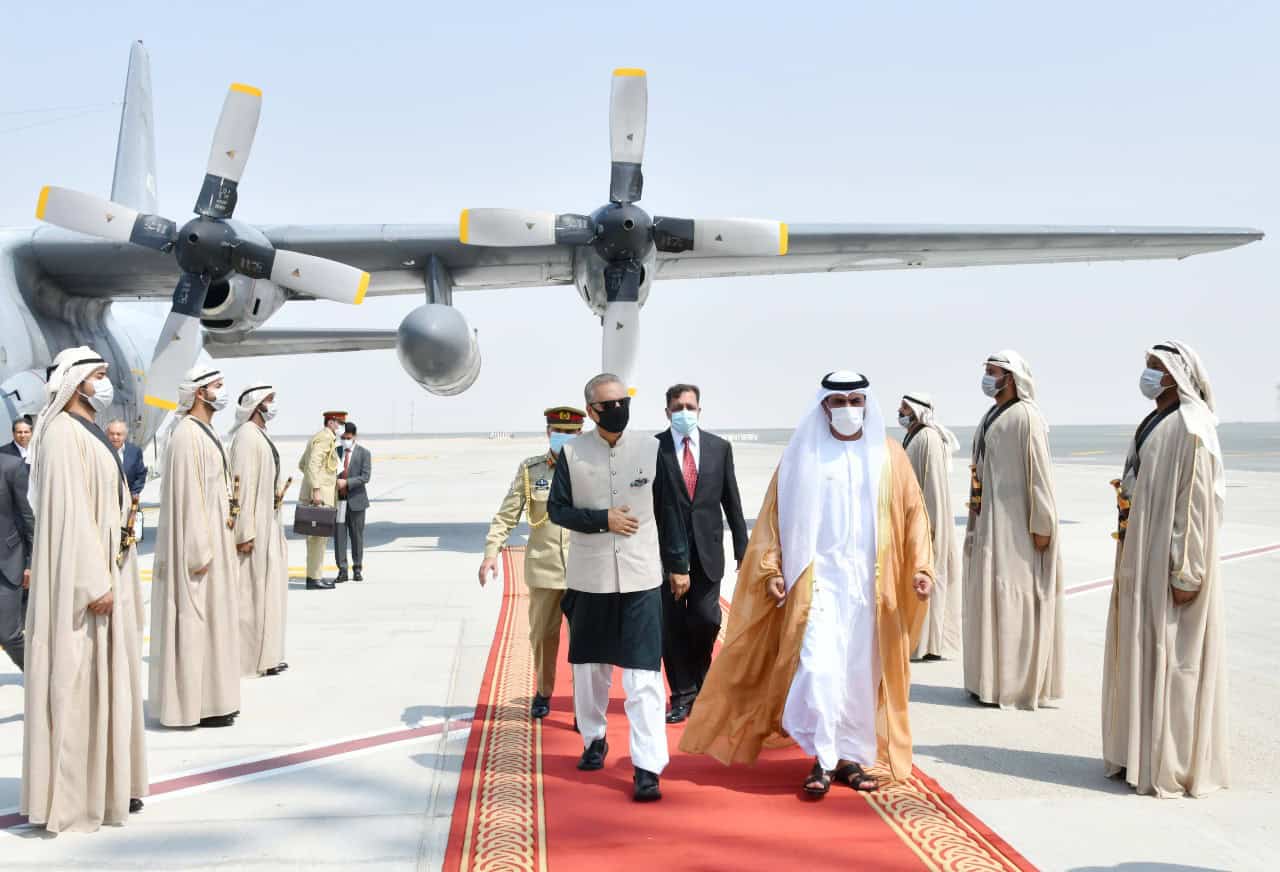 President Alvi lands in Dubai on two-day visit to UAE