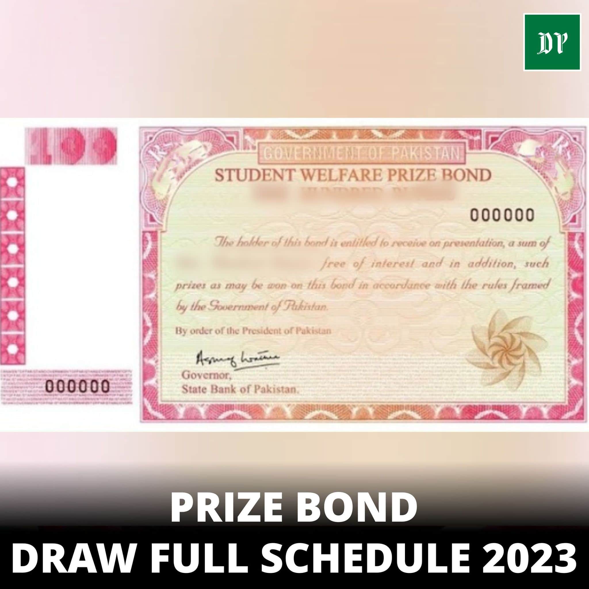 Prize Bond Draw Full Schedule 2023