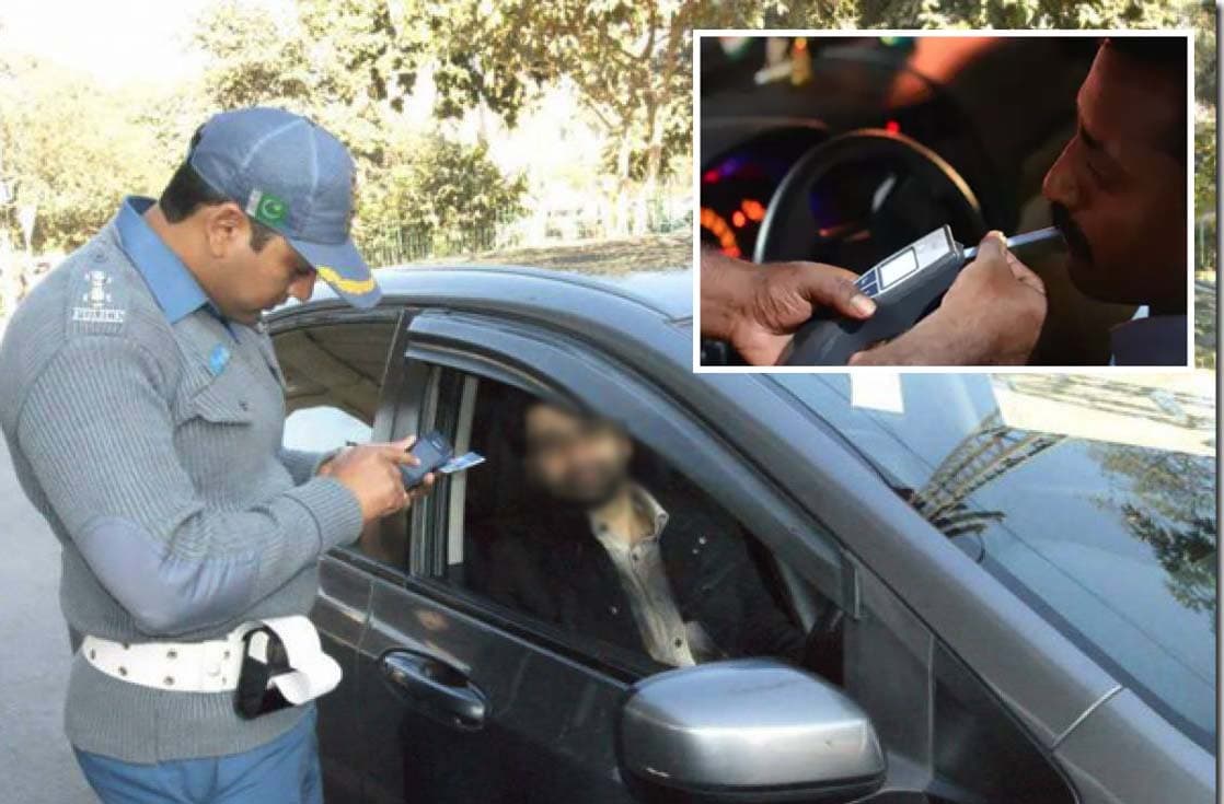 Traffic police start breathalyser tests to catch drunk drivers in Lahore