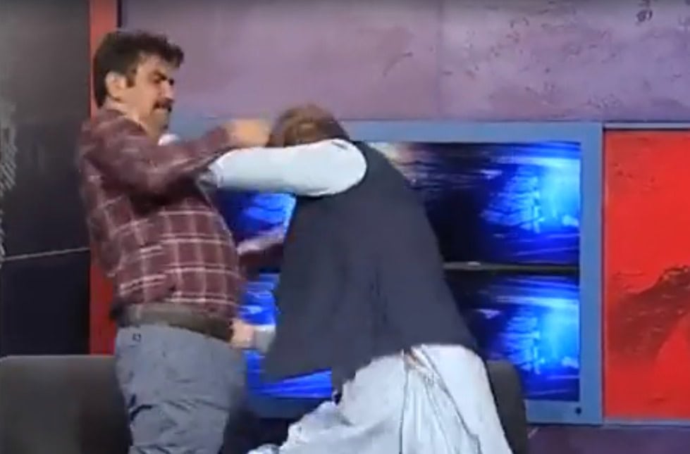 WATCH: PTI lawyer Sher Afzal Marwat scuffles with PML-N senator on TV show