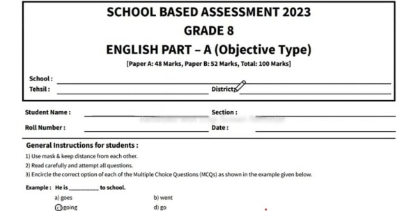 School Based Assessment 2023 Grade 8