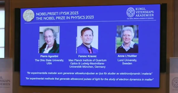 US, German and Swedish scientists win Nobel Prize 2023 in Physics