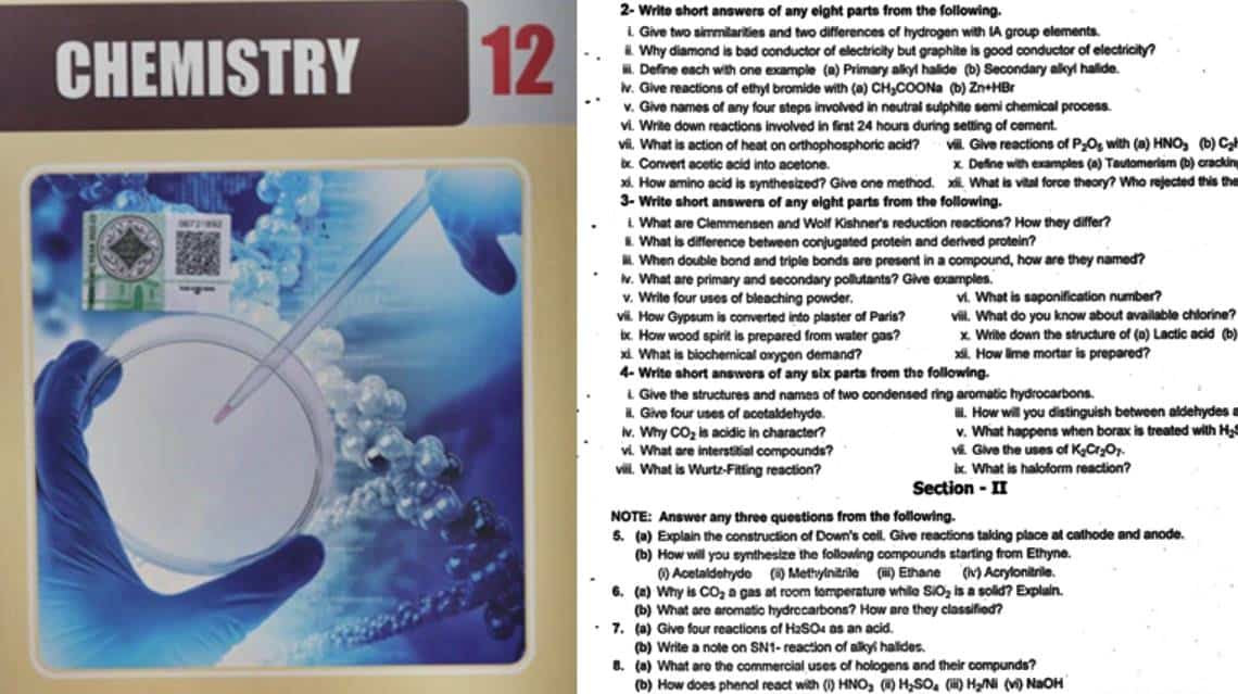 12th Class Chemistry Guess Papers Punjab Boards 2024