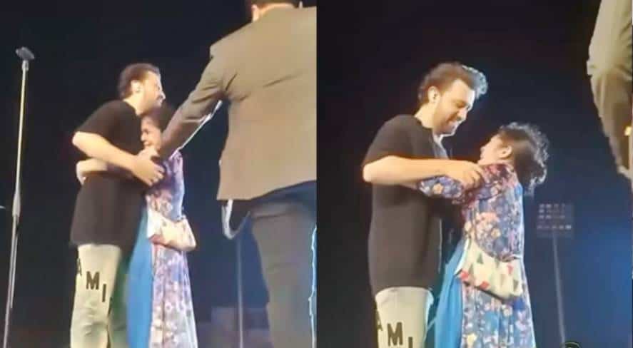 Atif Aslam receives hug from fan girl during concert (VIDEO)