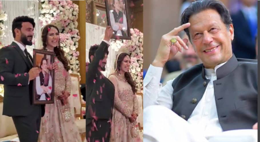 Couple show love for ex-PM Imran Khan at their wedding (VIDEO)