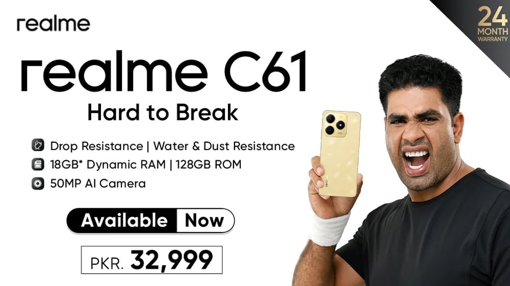 realme C61 now available in Pakistan with 24-month warranty at Rs. 32,999