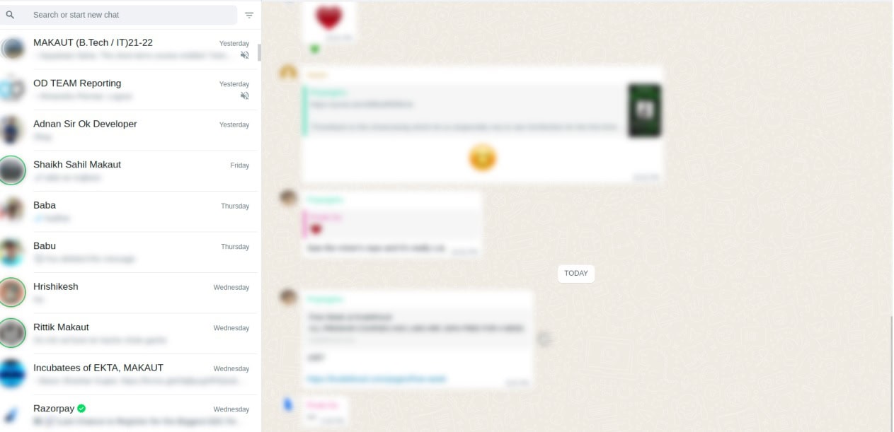 How to blur WhatsApp messages while using it on computer?