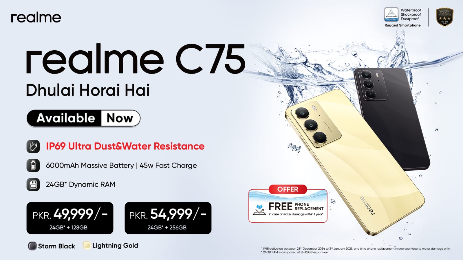 realme C75, the Best Waterproof Smartphone with Industry-first Water ...