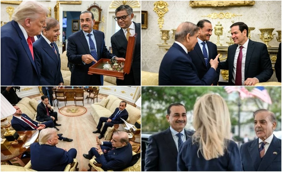 White House releases Pictures of Donald Trump meeting Pak PM, and Army ...