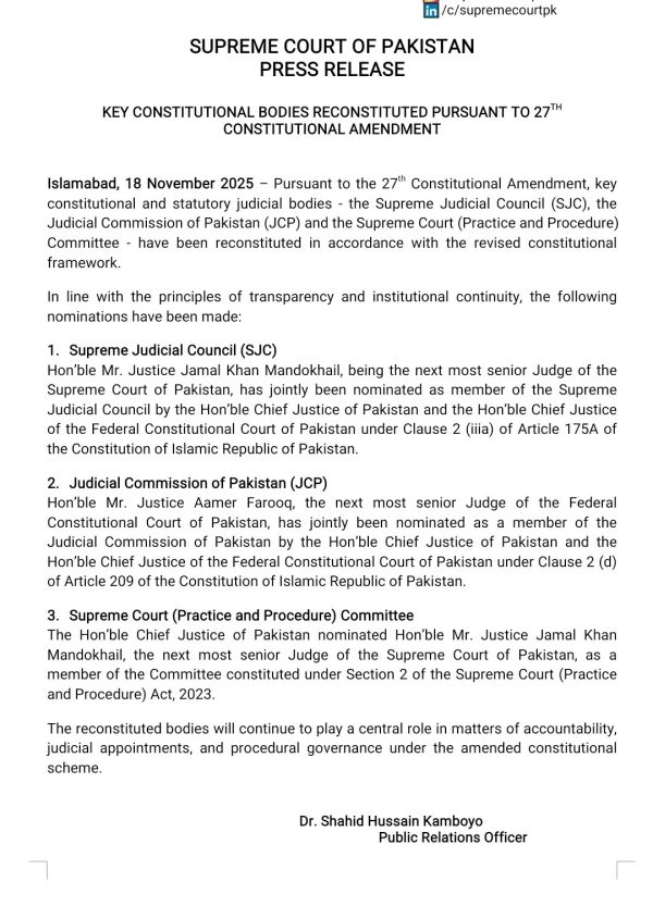 Justice Jamal Mandokhail, Aamer Farooq get Key Judicial appointments in ...