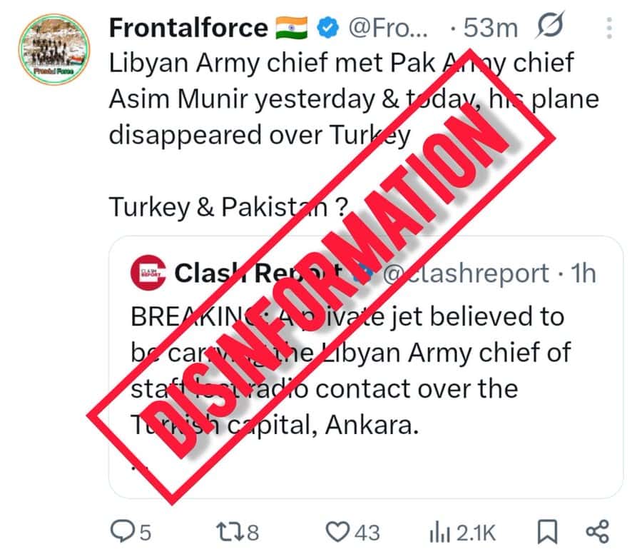 Fake News Alert: Libyan Army Chief did not meet Pak Field Marshal Asim ...