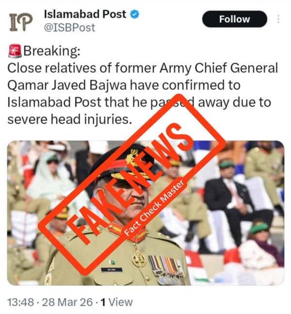 Ex-Army Chief Qamar Javed Bajwa is Alive; Viral Death Rumors debunked