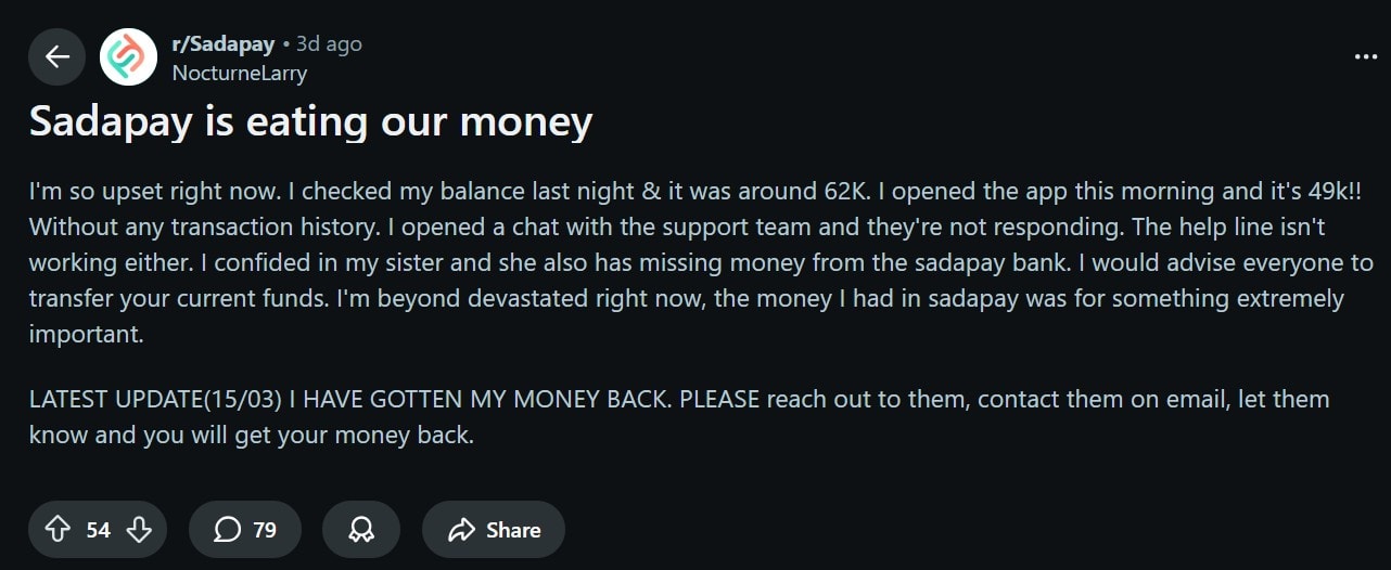 SadaPay under fire as Pakistani users report Missing Funds, Frozen Accounts