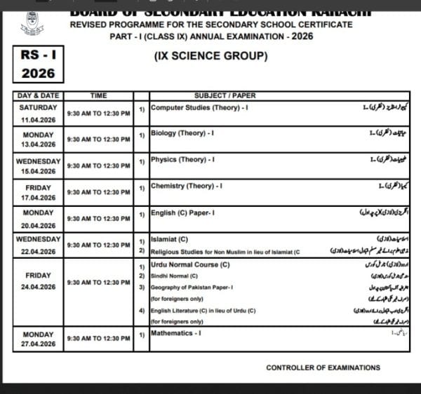 Karachi Board BIEK shares New DateSheet for Matric Exams 2026 | CVHD ...